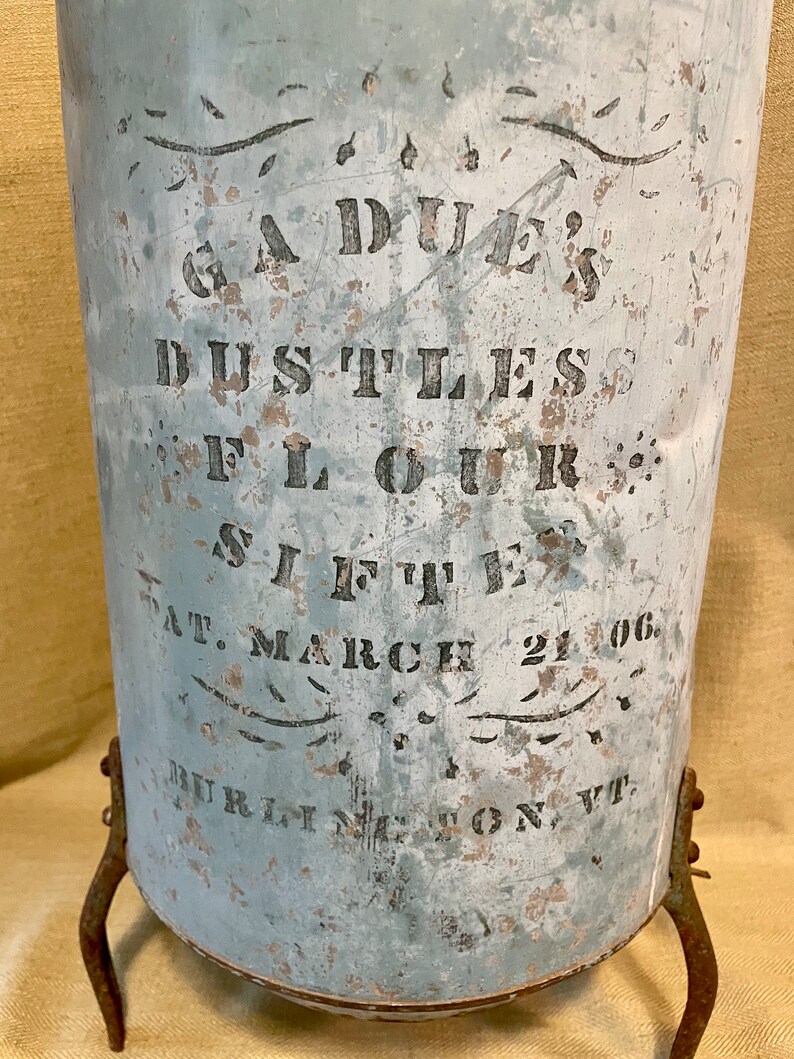 Antique Gadues Dustless Flour Sifter Bin Original Blue Paint - Etsy