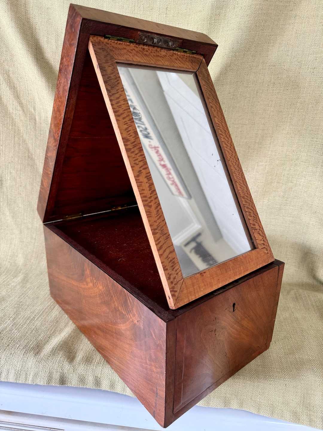 Stunning Victorian Flame Mahogany Shaving Mirror Box With Drawer - Etsy