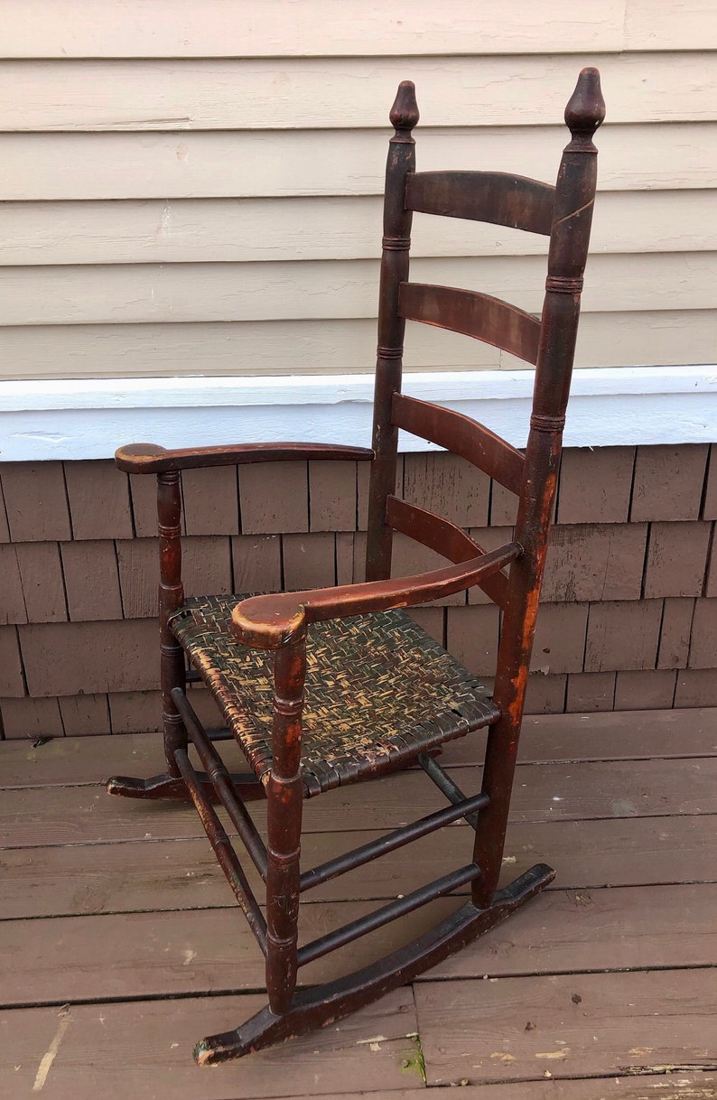 Late 18th Century Vermont Splint Seat Ladder Back Rocking | Etsy