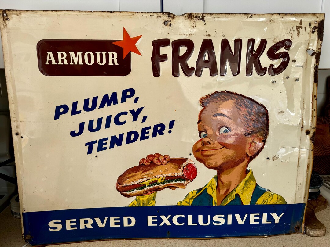 Fantastic Original Armour Franks Hot Dog Sign - Etsy