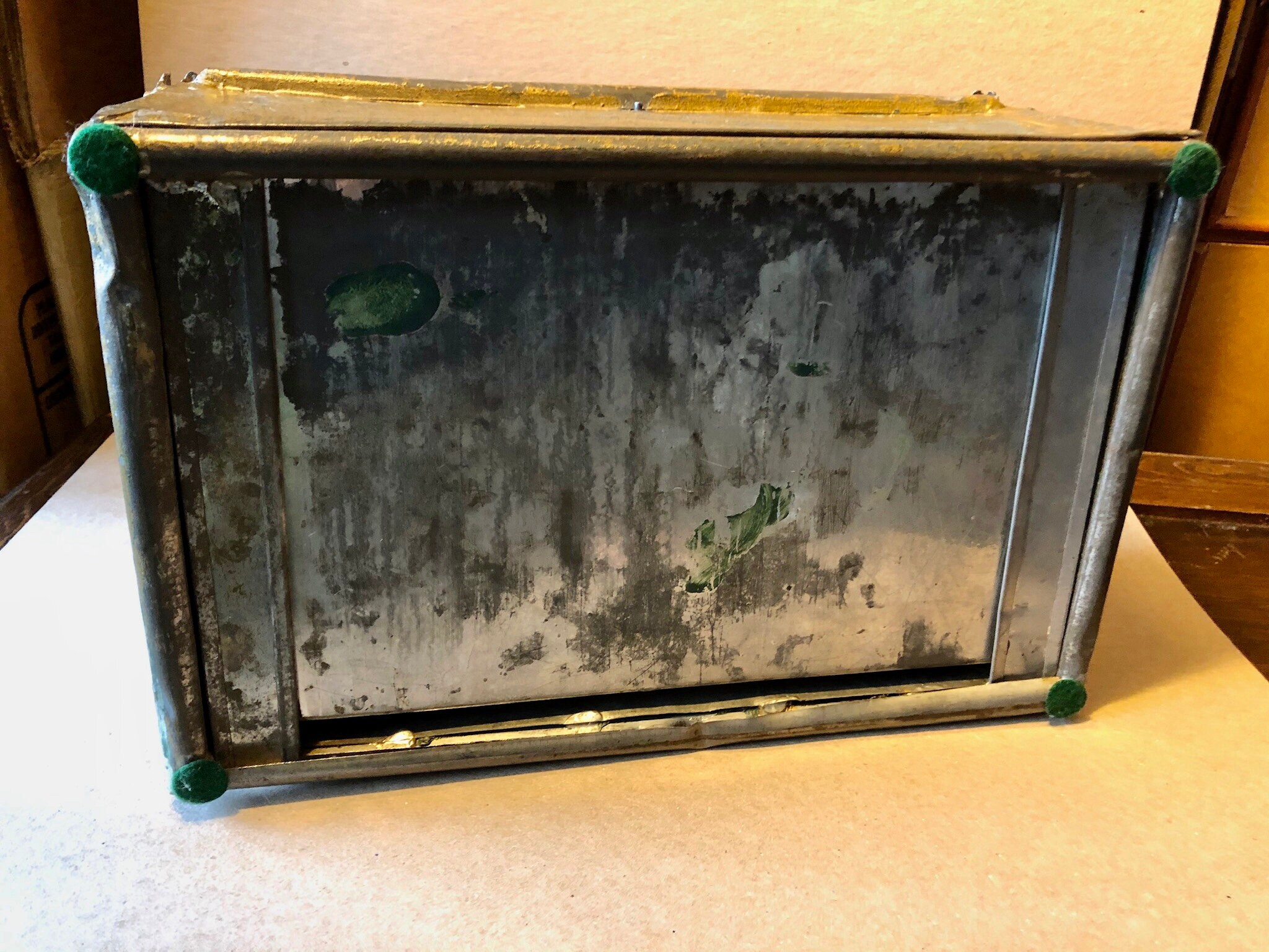 1871 Folk Art Gilded Tin Lock Box With Acorns and Artists | Etsy