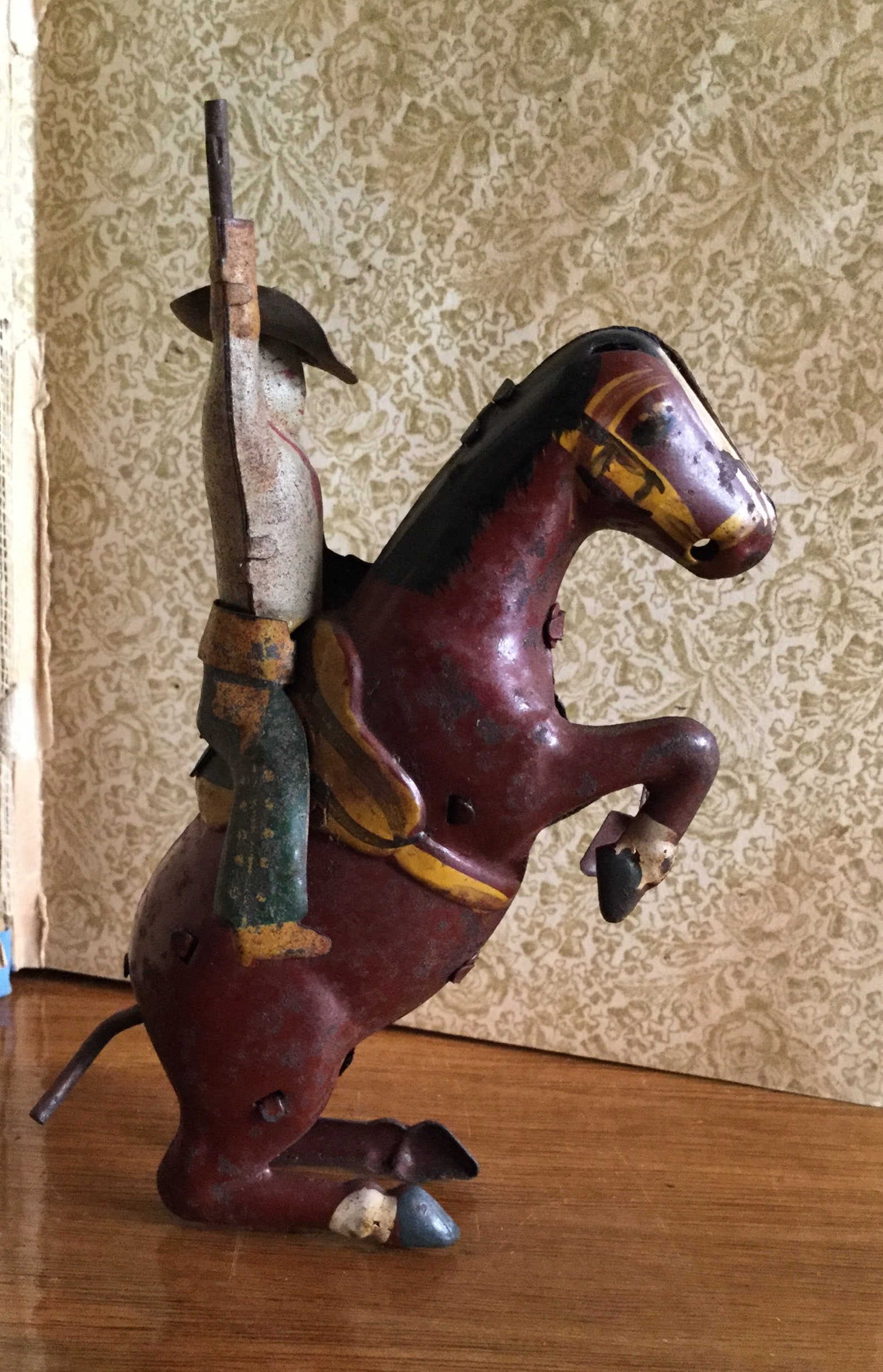 Giddy Up Vintage Tin Toy Cowboy on Bucking Bronco - Etsy