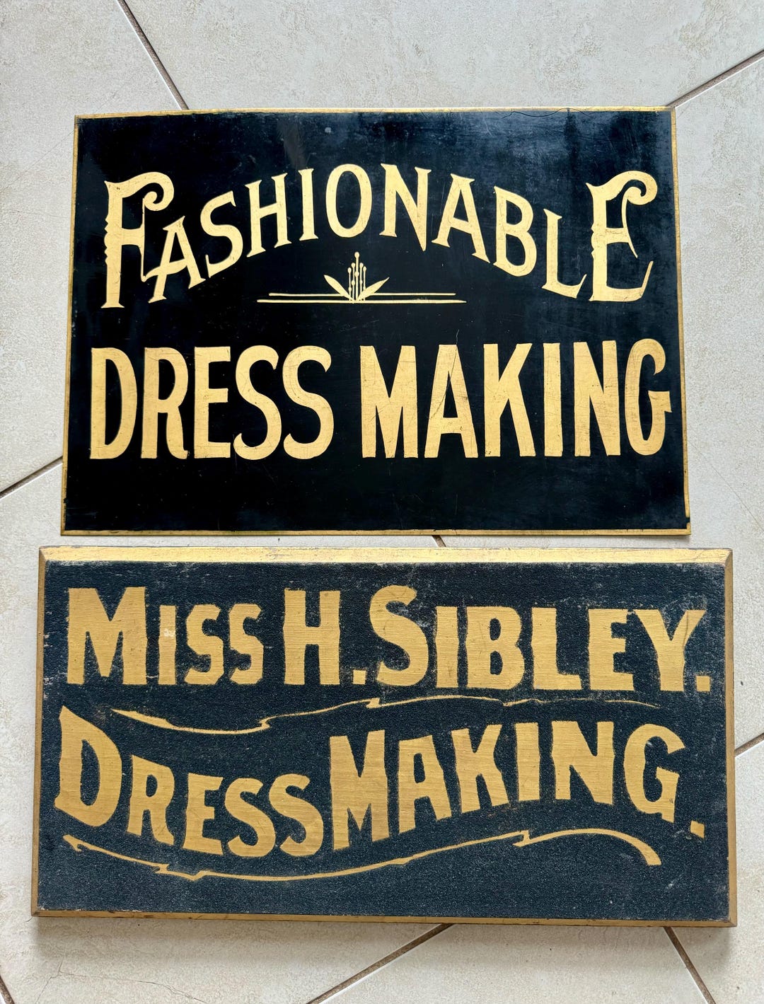 Pair of 19th Century Dressmaker Seamstress Signs With Provenance, Wood ...