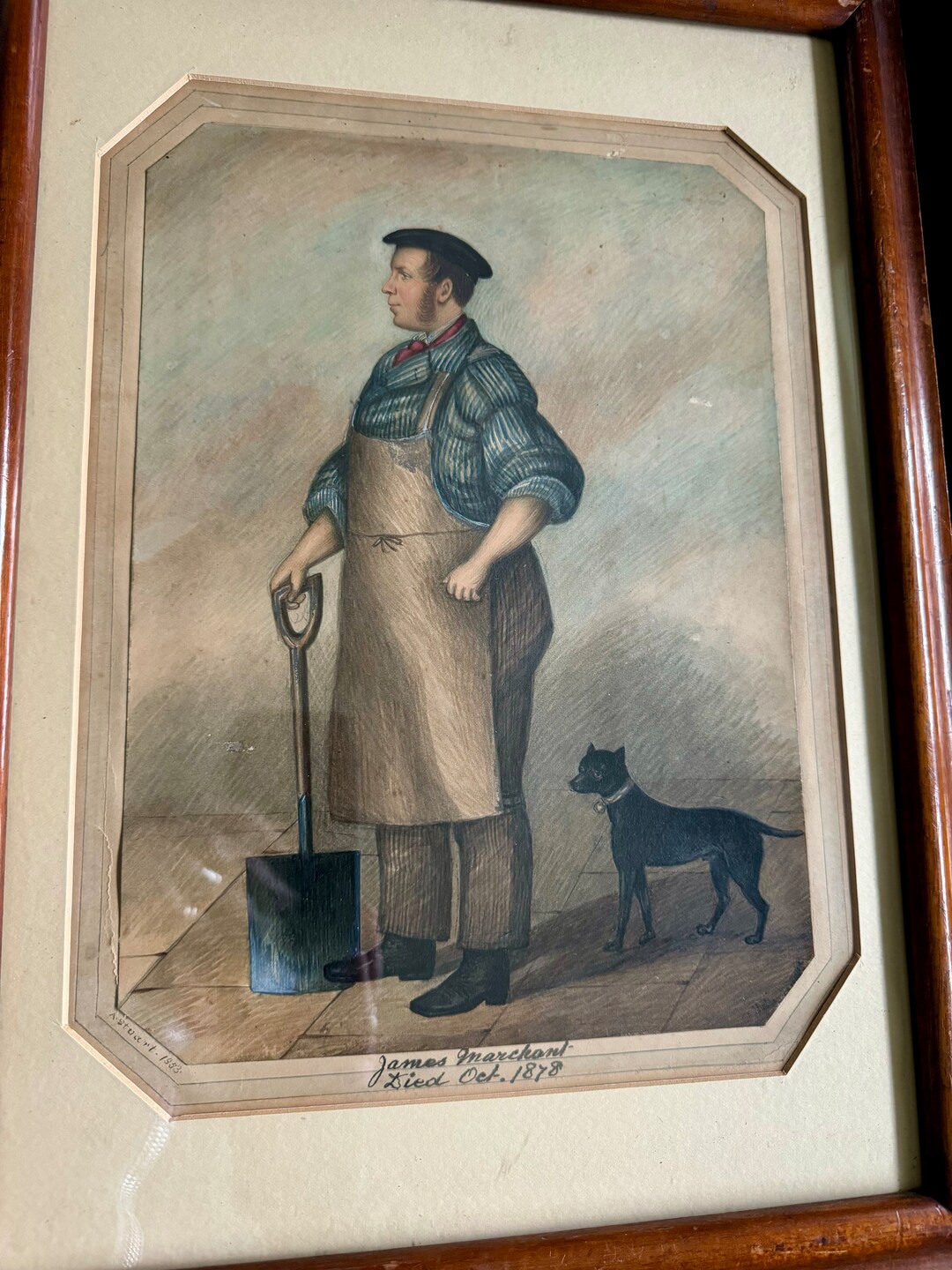 Incredible 19th Century Folk Art Merchant Portrait With Dog, Original ...