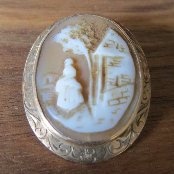 Antique Cameo Scene Brooch Pin - Etsy