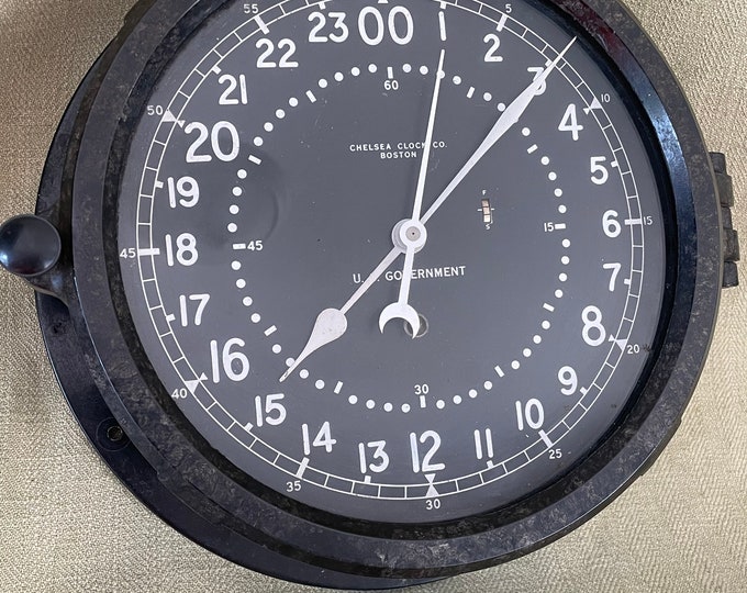 1940’s WWII Naval Ships 24 Hour Clock, Chelsea Clock Co, Bakelite ...