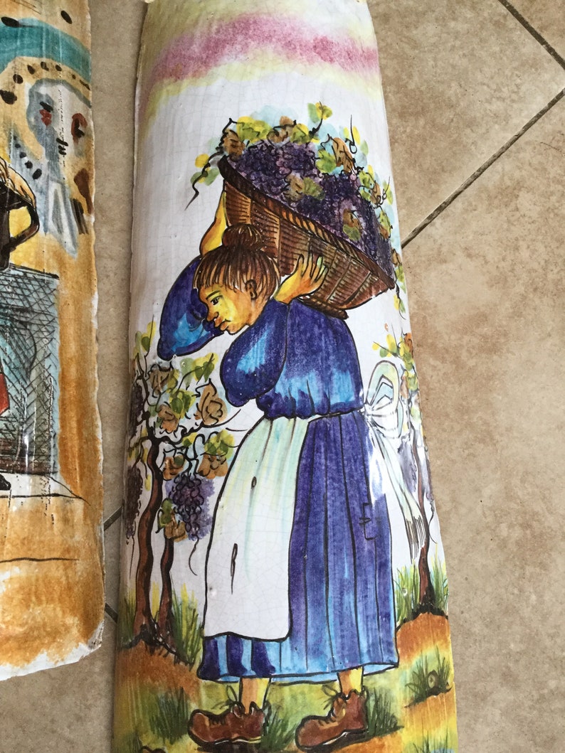 Large Italian Hand Painted Glazed Terracotta Bricks - Etsy