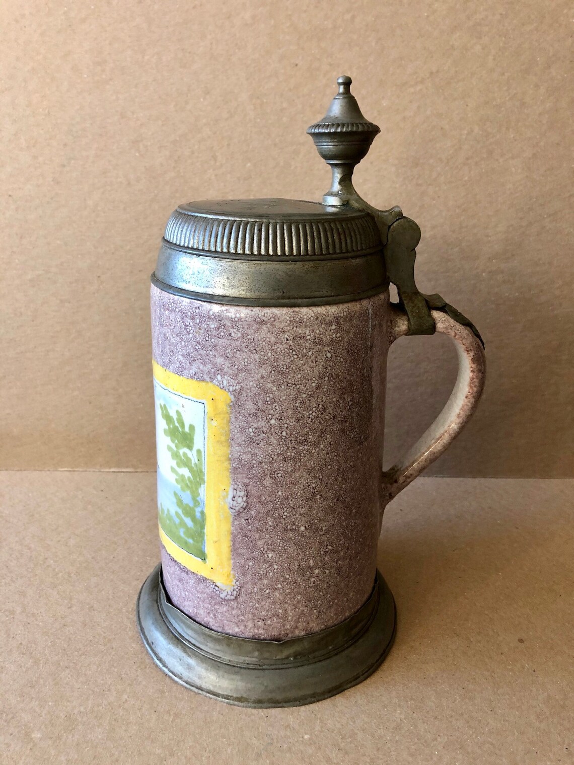 1835 German Tin Glazed Tankard with Boating Scene Pewter | Etsy