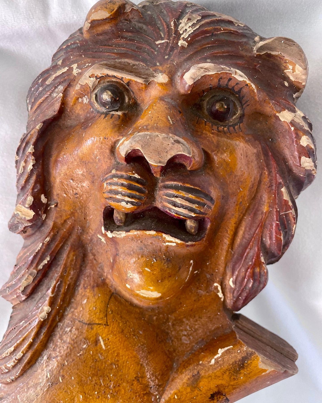 Antique Architectural Salvage Carousel Lion Hand Carved Pediment ...