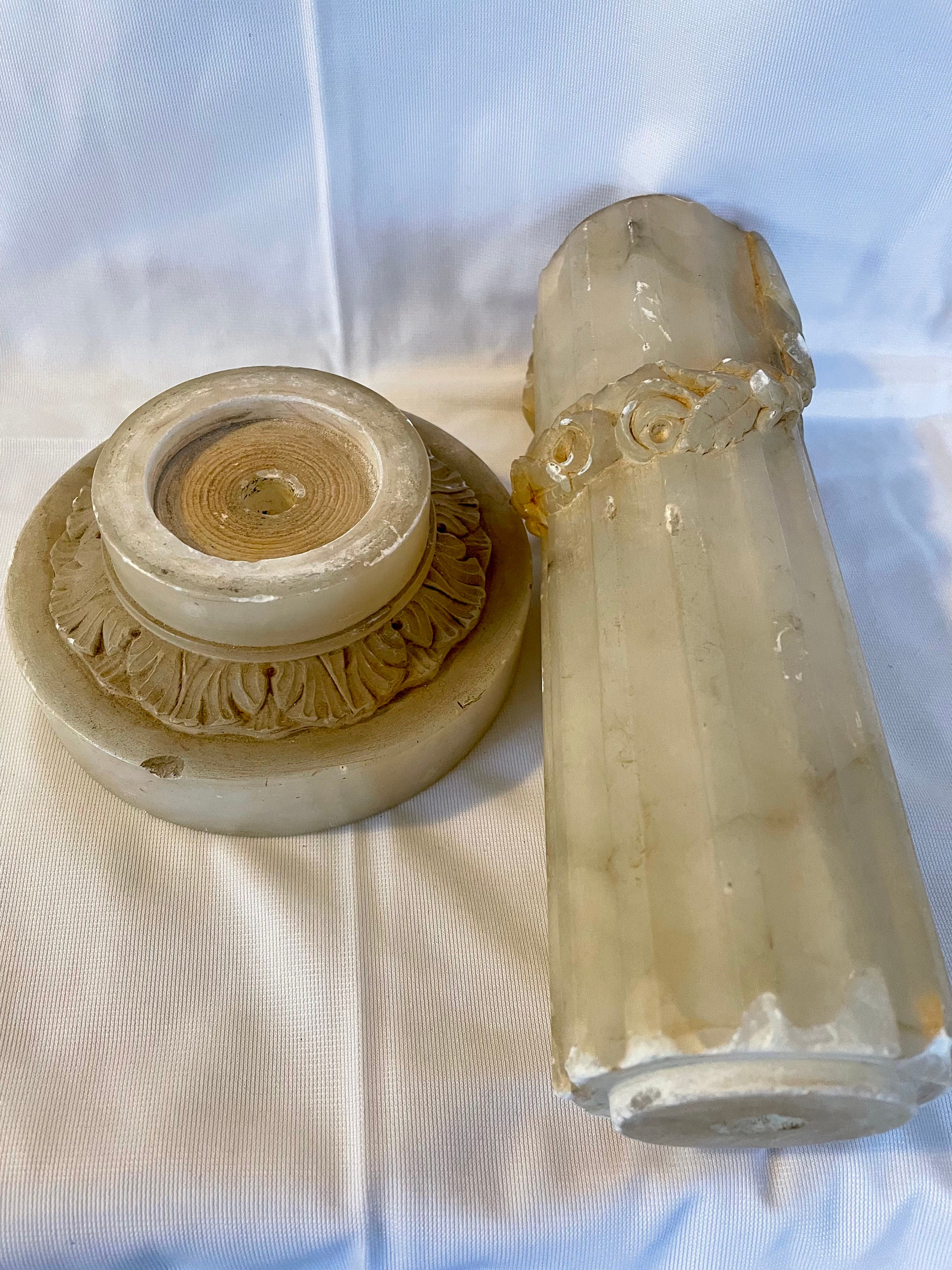 Antique Neoclassical Translucent Alabaster Pillar Fluted | Etsy