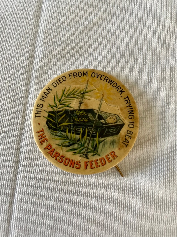 Victorian Advertising Button With Cemetery Coffin Burial for - Etsy