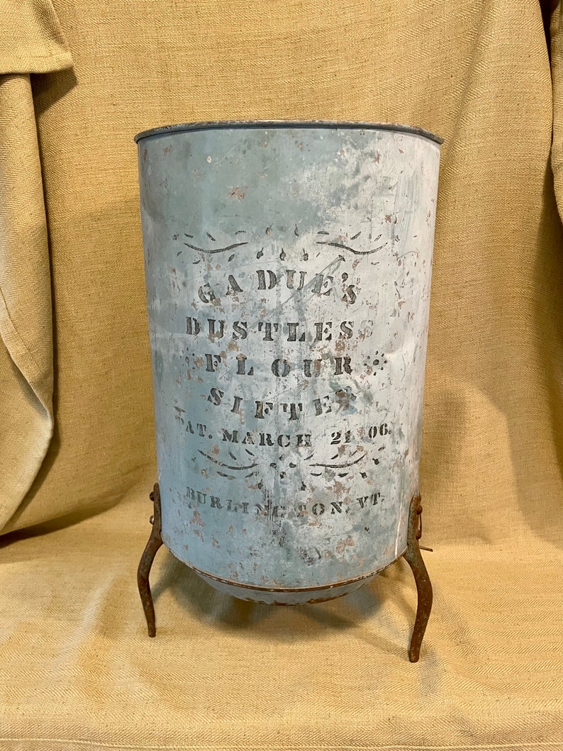 Antique Gadues Dustless Flour Sifter Bin Original Blue Paint - Etsy