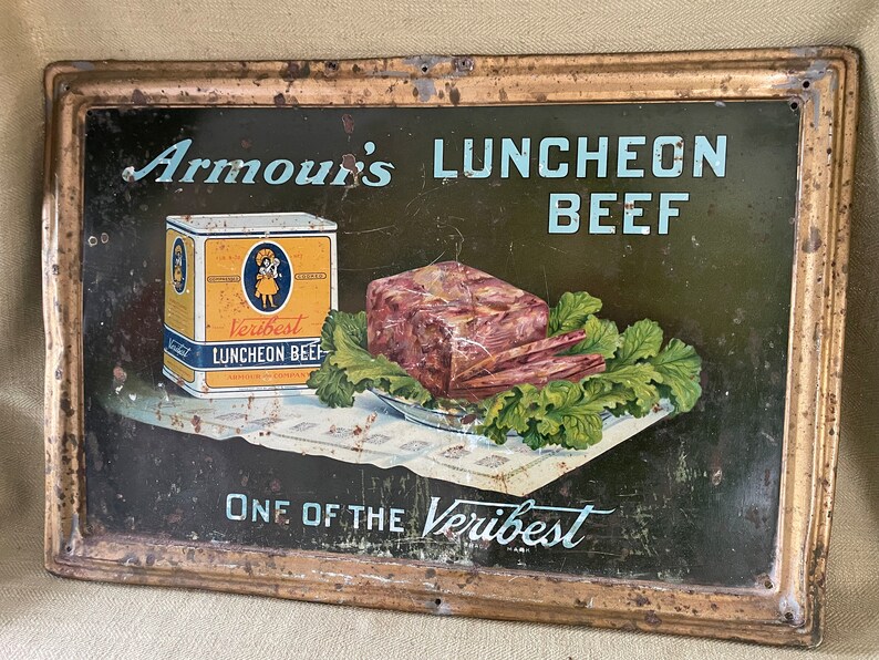 1904 Original Armour’s Luncheon Tin Advertising Sign - Etsy