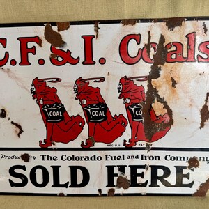 Antique Coal Sign With Devils, Porcelain Enamel, CF & I Coals - Etsy