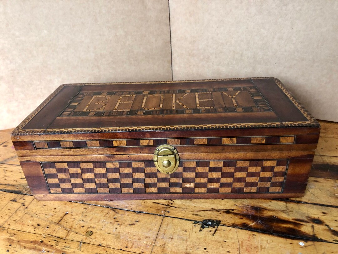 Antique Folk Art Parquetry Inlaid Wood Box, Beckey - Etsy