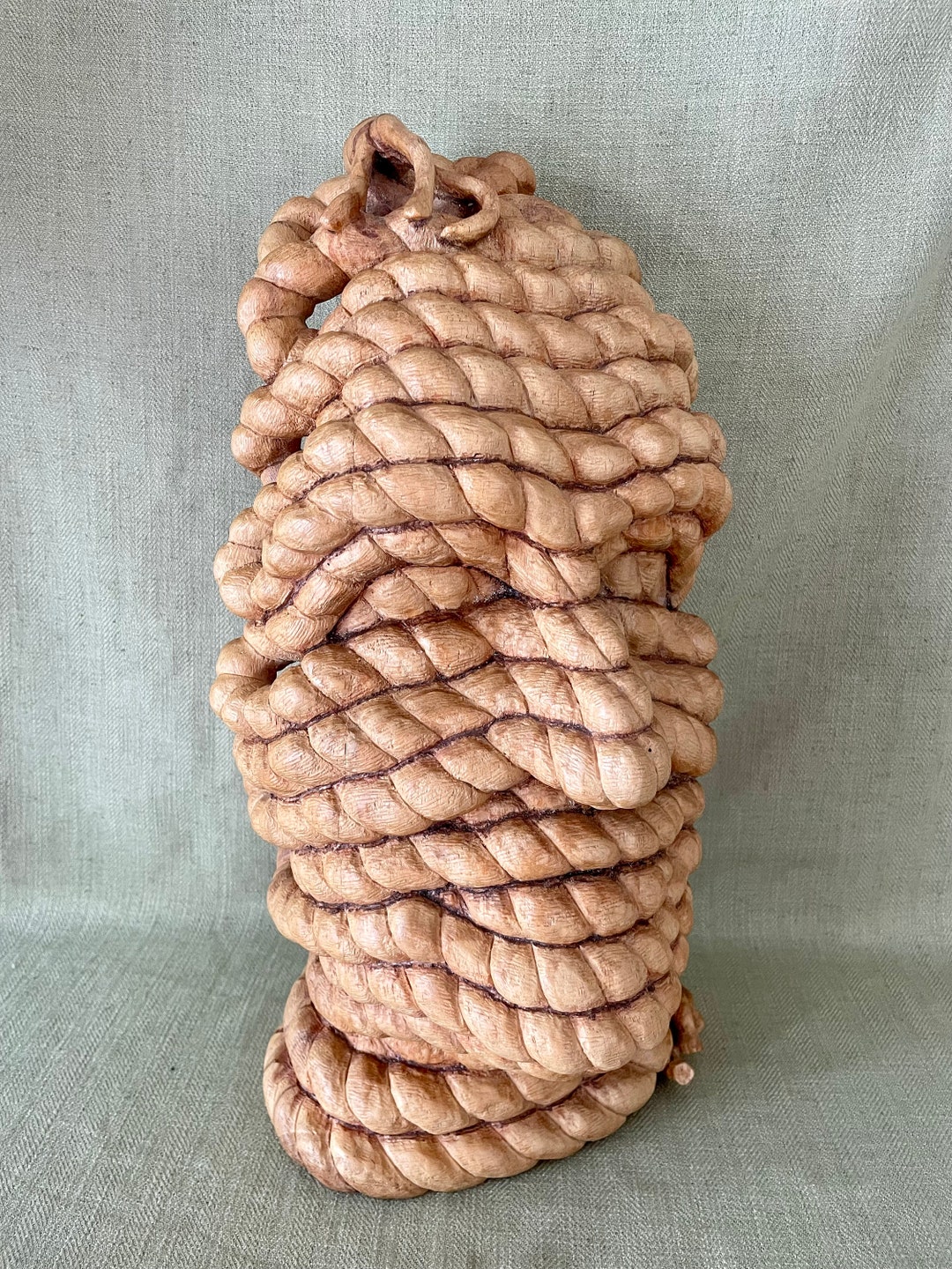 Incredibly Hand Carved Wood Rope Mask, Sculpture, Modern Folk Art - Etsy