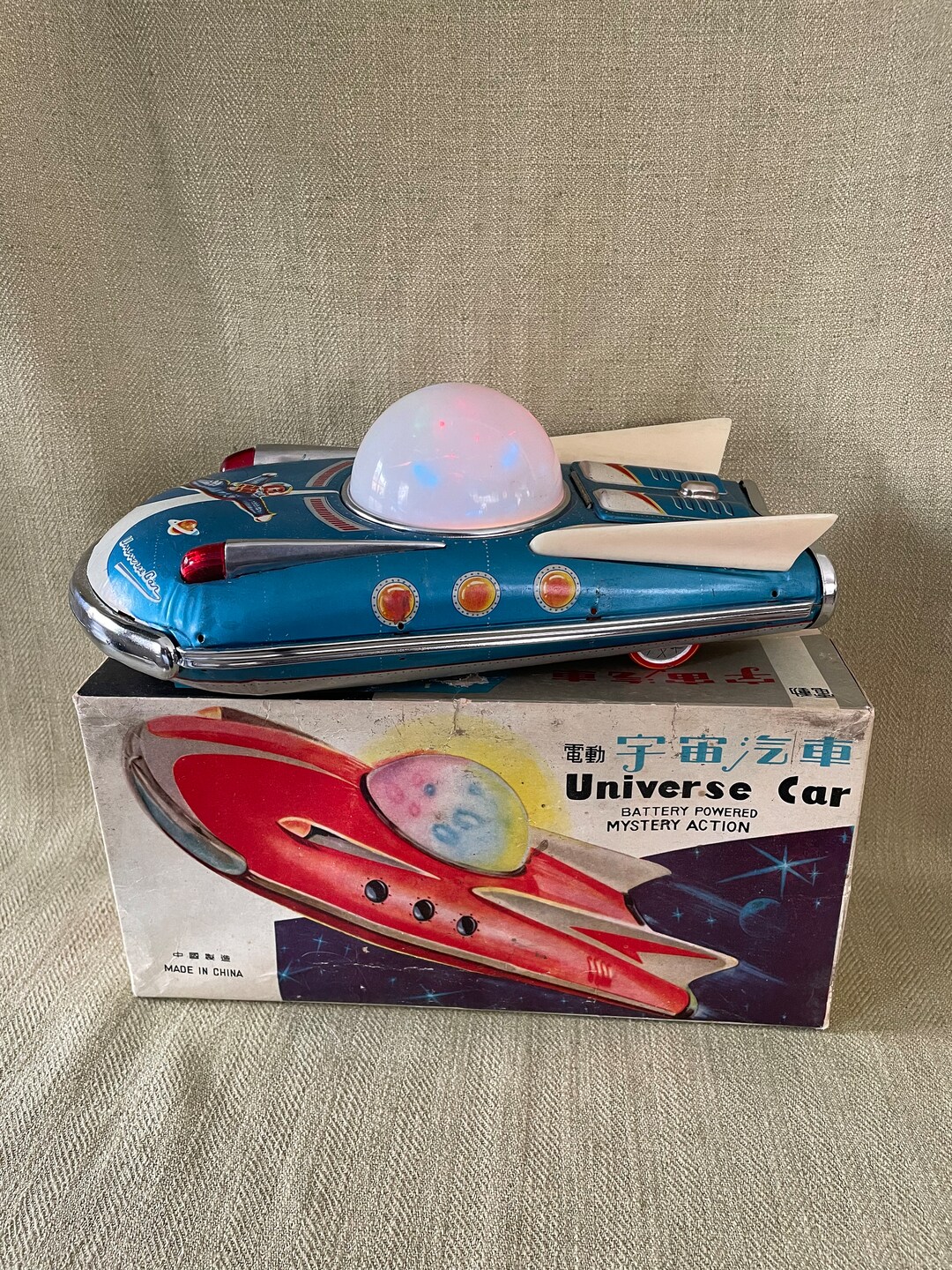 Vintage Battery Op Universe Car Tin Toy, Original Box - Etsy
