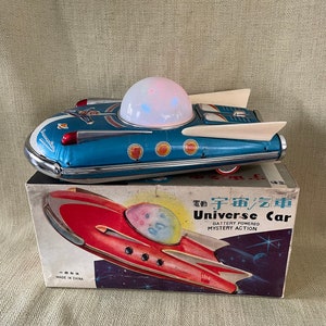 Vintage Battery Op Universe Car Tin Toy, Original Box - Etsy