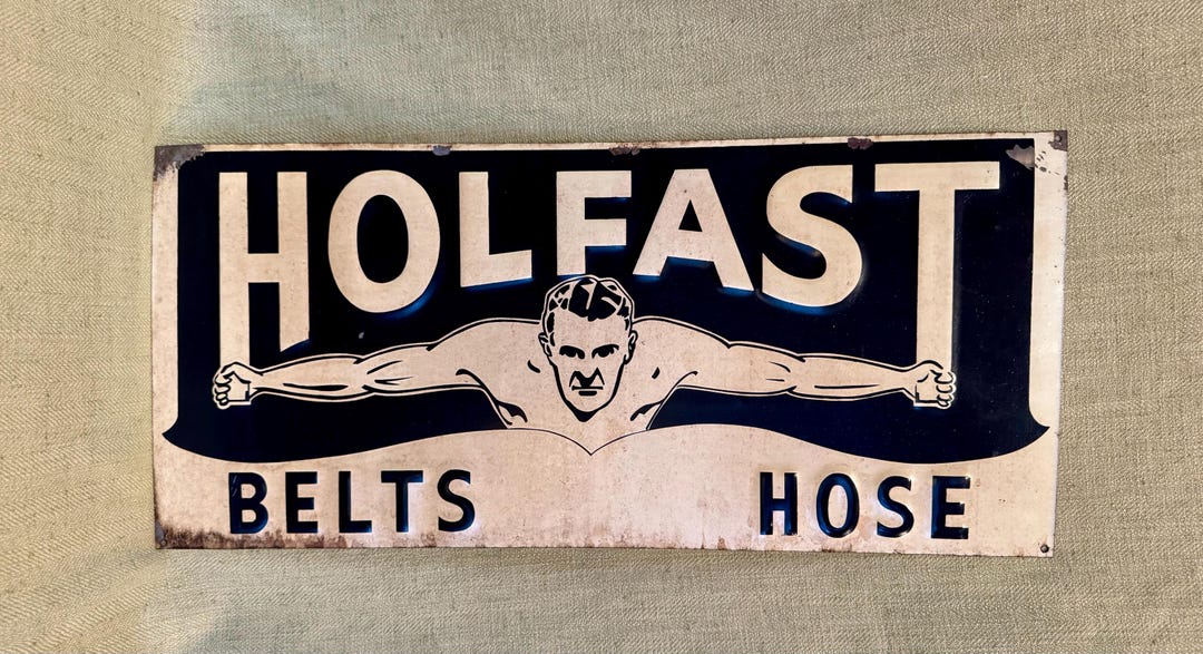 Vintage Holfast Strongman Sign, Embossed Tin - Etsy