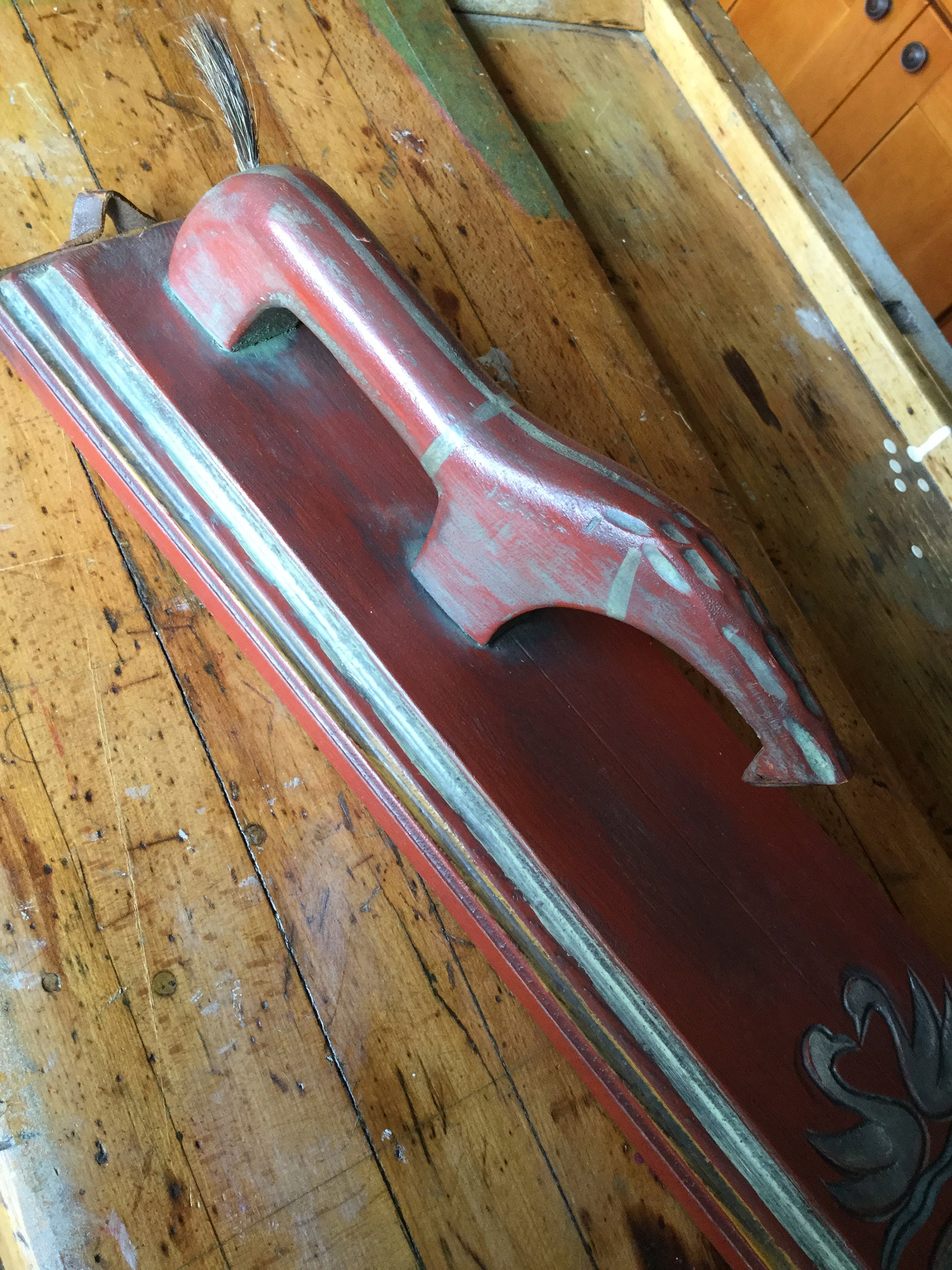 Lovely Vintage Swedish Sheet Mangle Board Hand Carved Dala Horse With ...