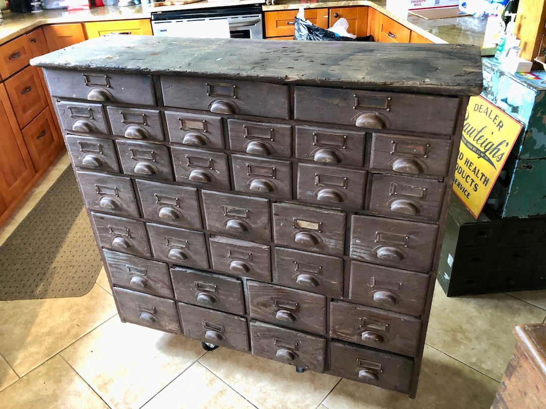 Antique 1900-1920 33 Drawer Hardware Cabinet - Etsy