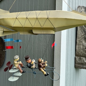 Flying Adventure! Fantastic Tin Blimp With Tandem Bicycle Riders - Etsy