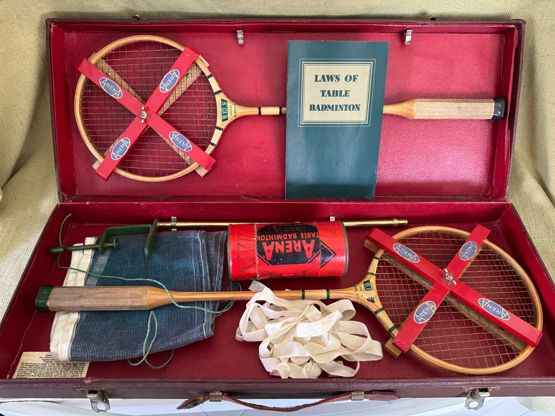 Complète Antique 1900-1920 Table Badminton Kit in Case With Feather ...