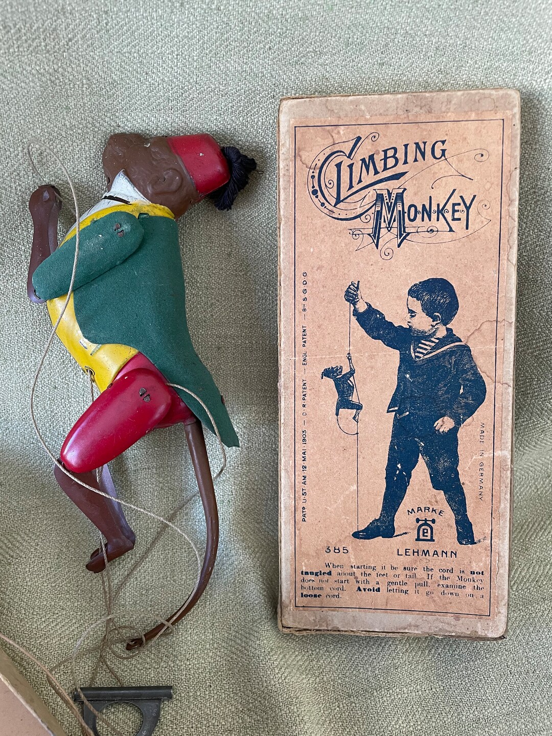 1903 Lehmann German Tin Climbing Monkey in Original Box - Etsy