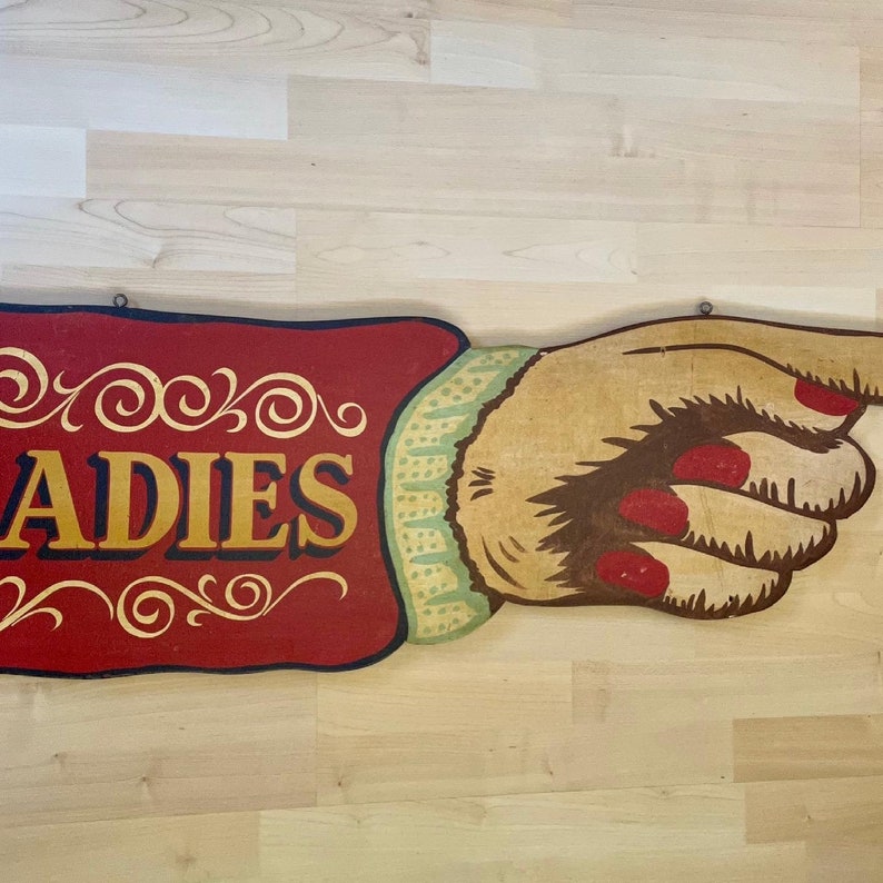 Original Large Folk Art Ladies Manicle Finger Pointing Sign - Etsy