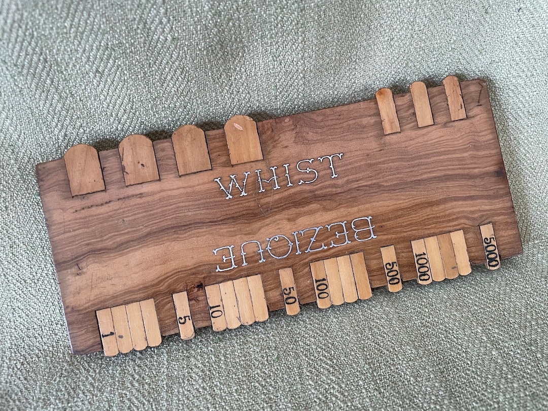 Antique Olive Wood Whist Game Marker With Sterling Silver Inlay - Etsy