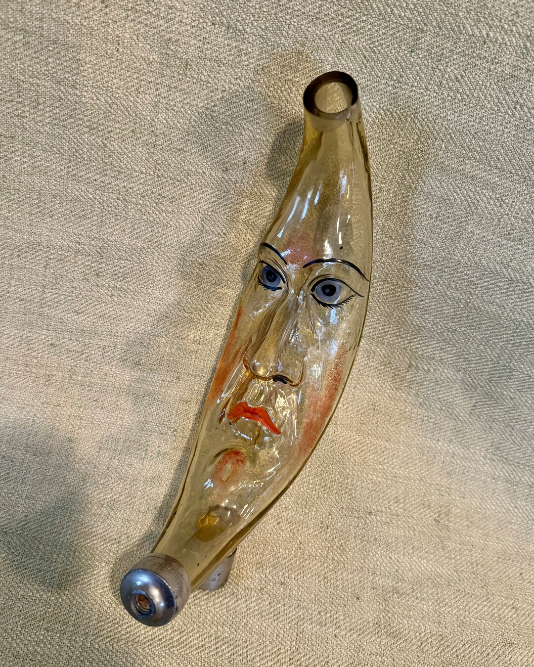 Unusual Art Deco Blown Glass Crescent Moon Face Decanter or Part of One ...