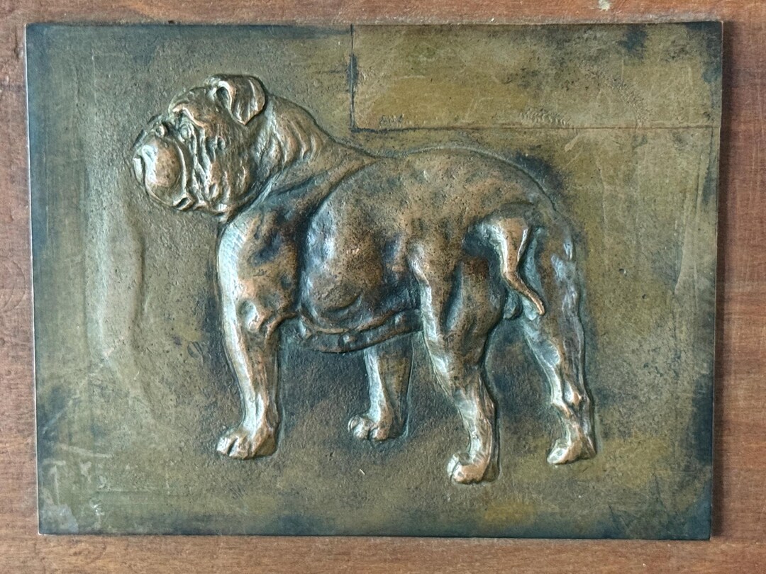 Antique Art Deco Bronze Bulldog Plaque - Etsy