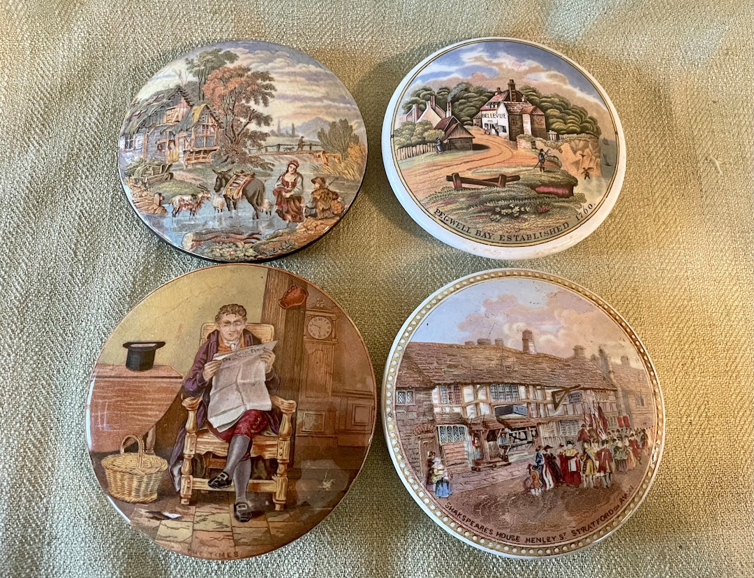 4 19th Century Prattware Jar Lids, Pratt Ware - Etsy