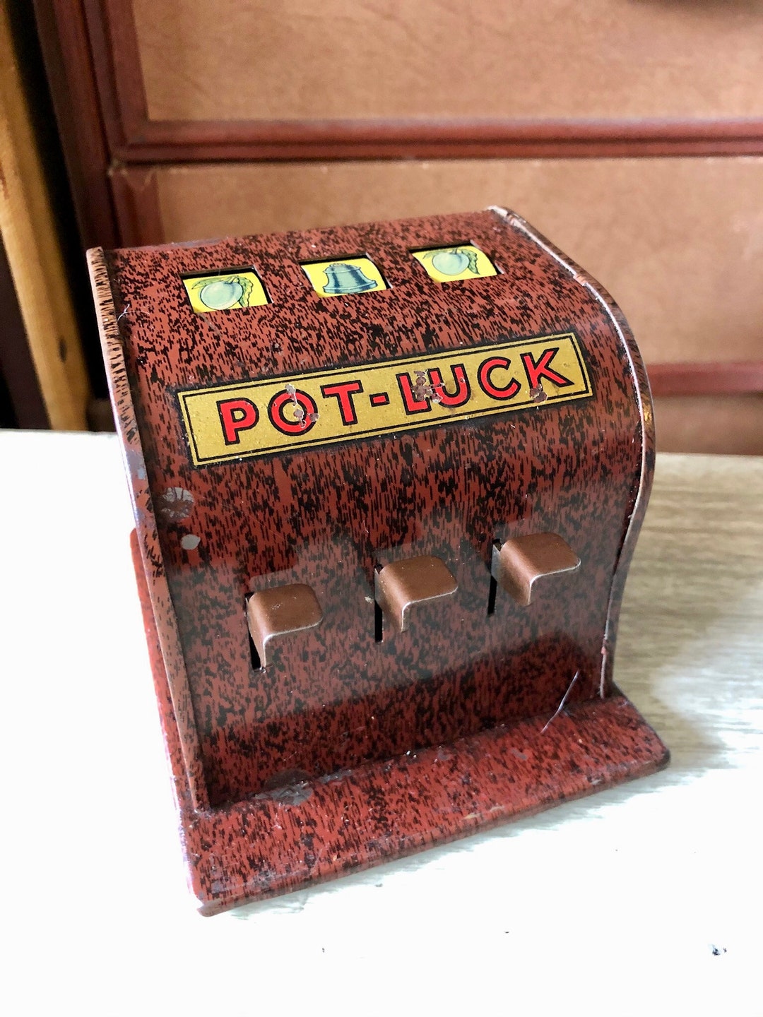 Pot Luck. Vintage Tin Toy Slot Machine, Takes No Coins - Etsy