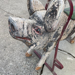 Antique Folk Art Carnival Ride on Pig, Hand Carved, Painted, 1920’s - Etsy