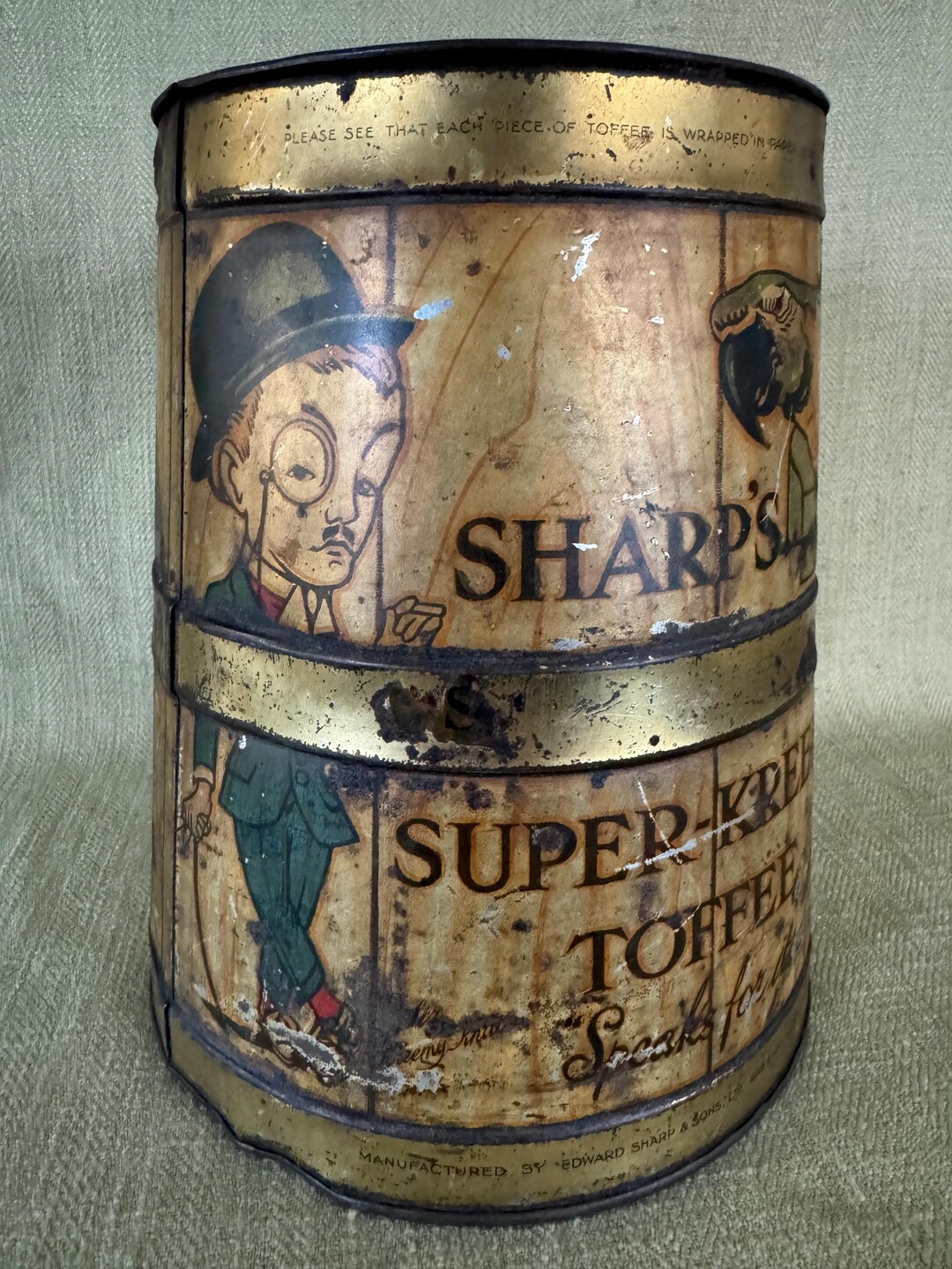Antique Sharp’s Toffee Tin With Dapper Gentleman and Parrot - Etsy