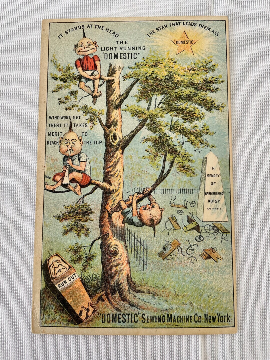 Original Victorian Star Sewing Machine Trade Card Featuring Graveyard ...