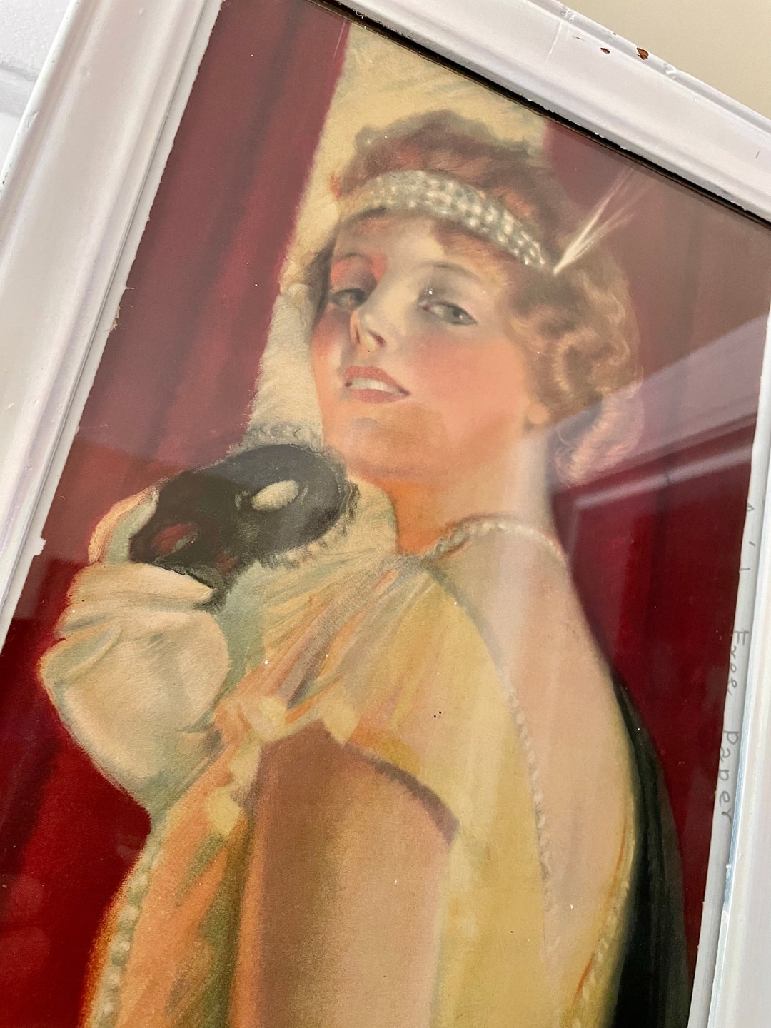Framed 1920s Frank Desch Masquerade Flapper Girl, Vertical Yard Long ...