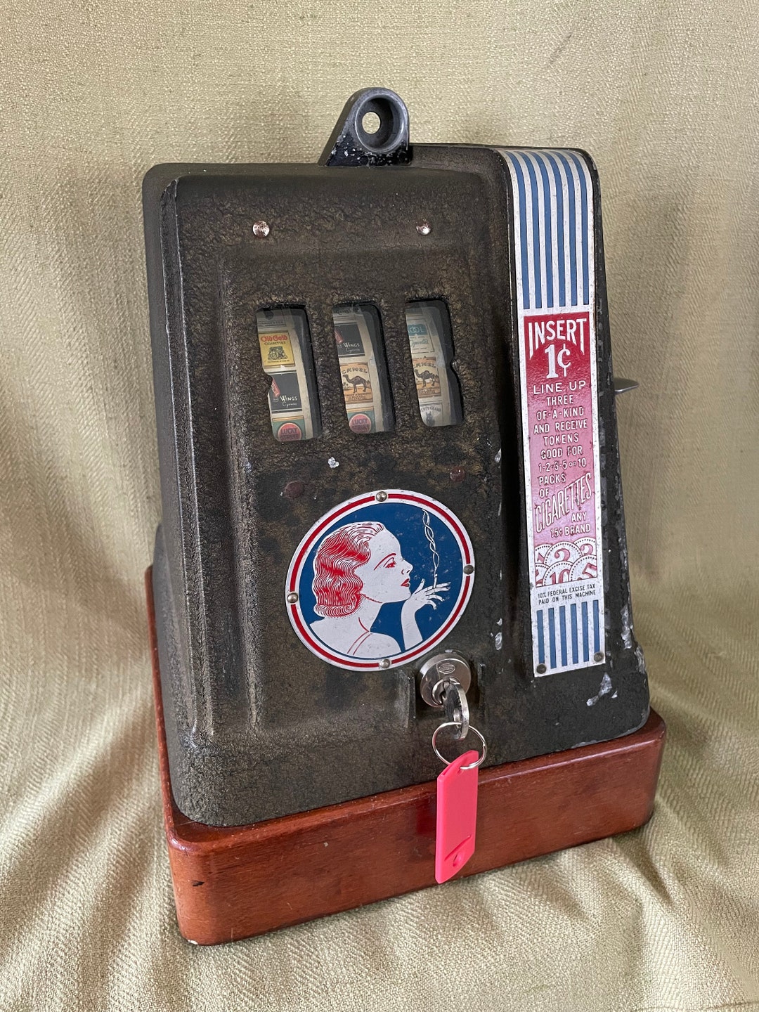 Antique Art Deco Ginger Penny Coin Op Cigarette Machine, Trade ...