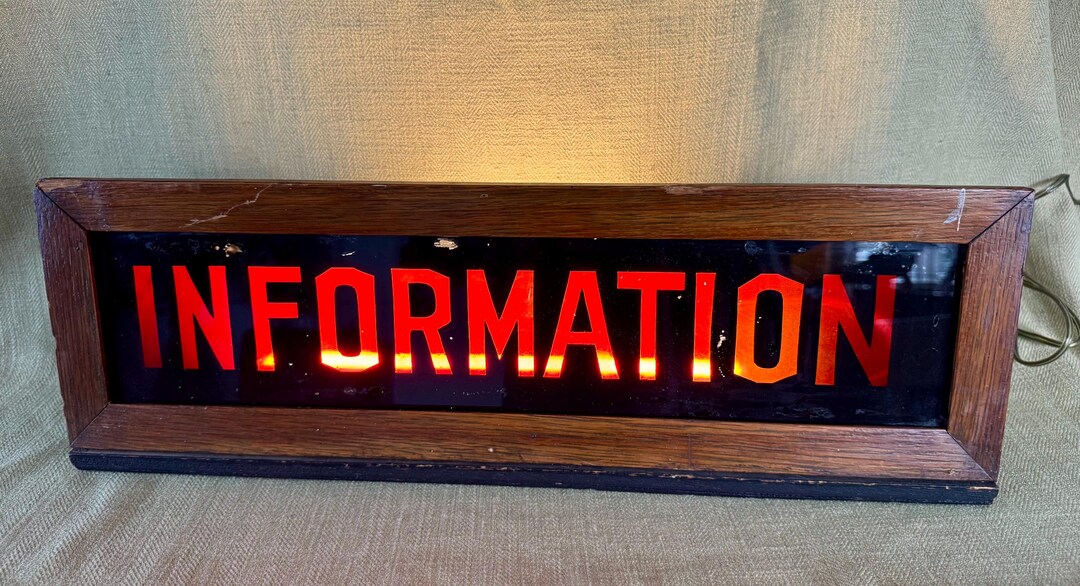 Antique Light up Information Desk Sign - Etsy