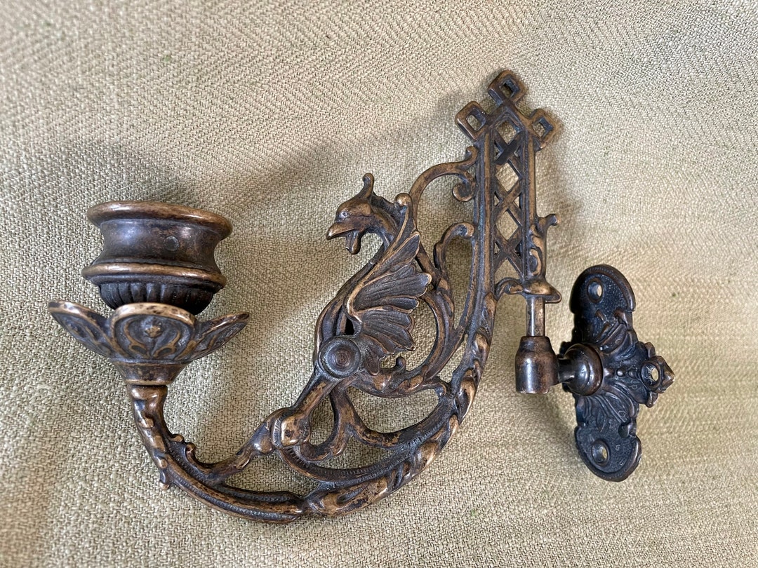 Antique Bronze Griffin Candle Sconce - Etsy