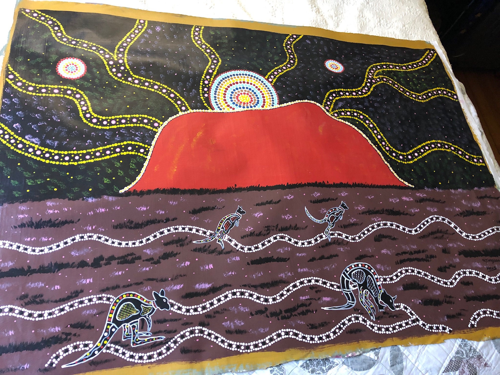 Vintage Australian Outback Uluru Aboriginal Style Painting | Etsy