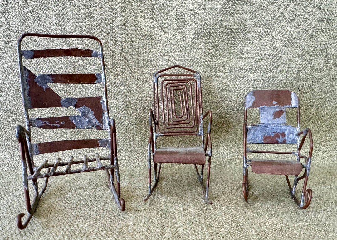 Tiny Handmade Folk Art Wire and Scrap Metal Rocking Chairs - Etsy