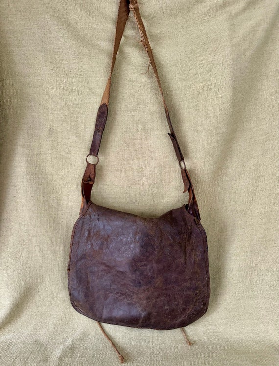 Antique 1920’s Leather Hunting and Gathering Bag, Pos… - Gem