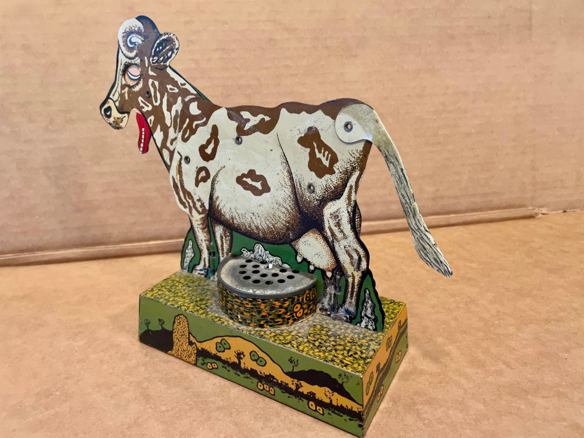 Antique 1930s Moo Cow Tin Toy | Etsy