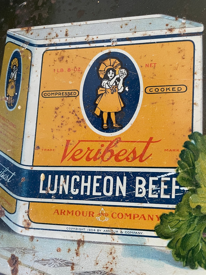 1904 Original Armour’s Luncheon Tin Advertising Sign - Etsy