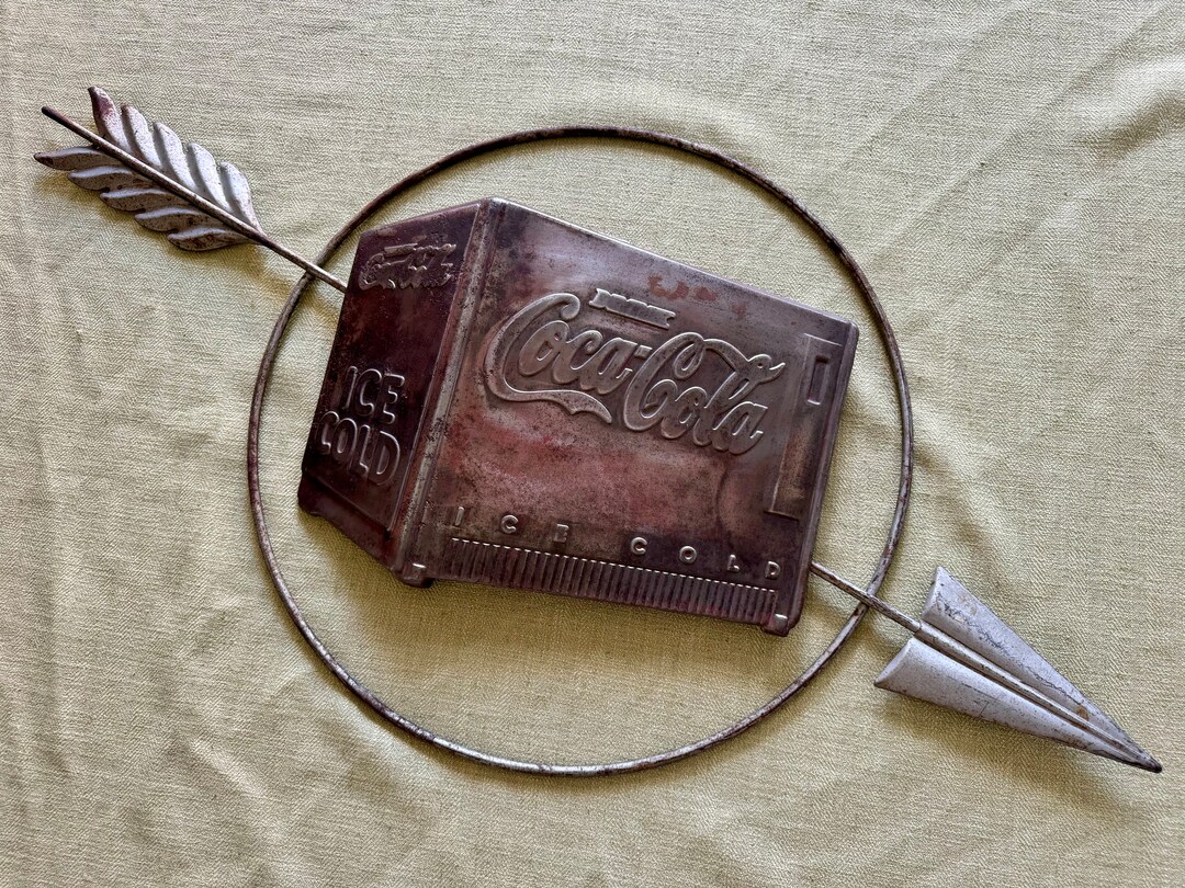 Original 1940s Coke Cooler Sign With Arrow, Coca Cola, Stripped Down - Etsy