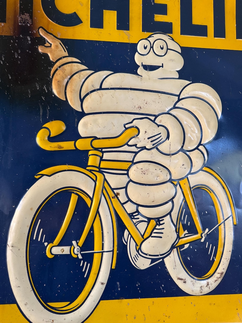 Original 1930’s Michelin Man Bicycle Balloon Tire Sign, Embossed Tin - Etsy