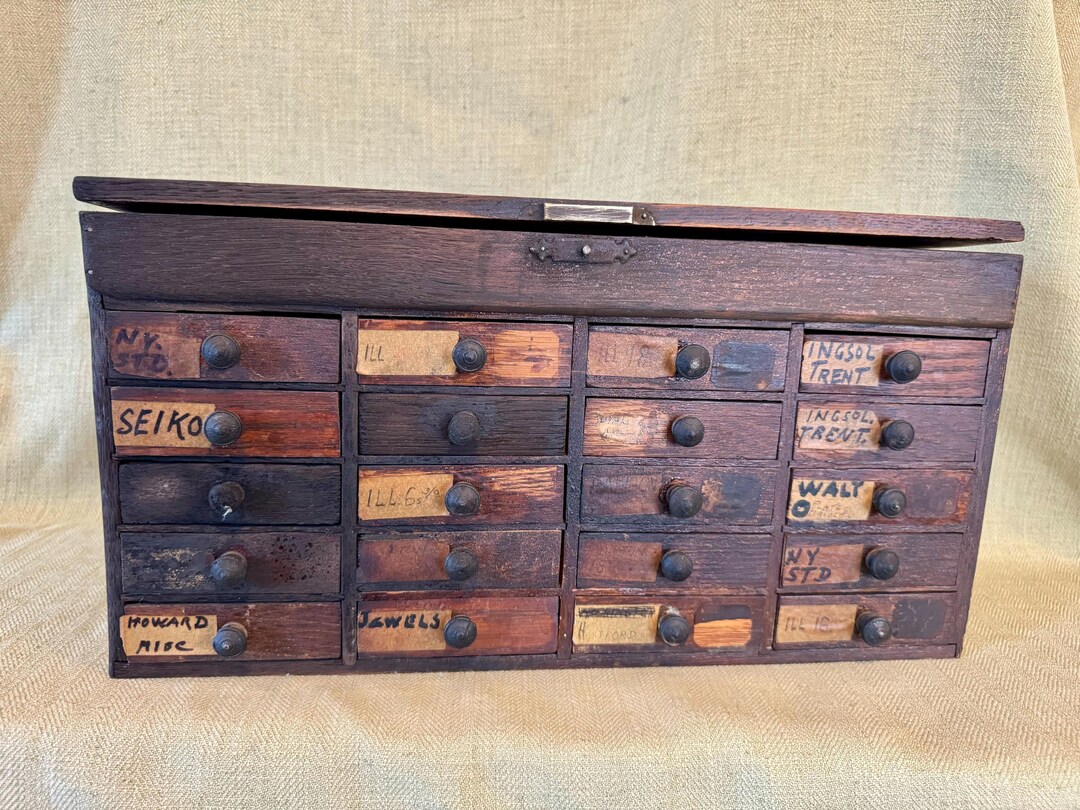 Antique Oak 20 Drawer Watch Parts Chest, Apothecary, Watchmaker’s Chest ...
