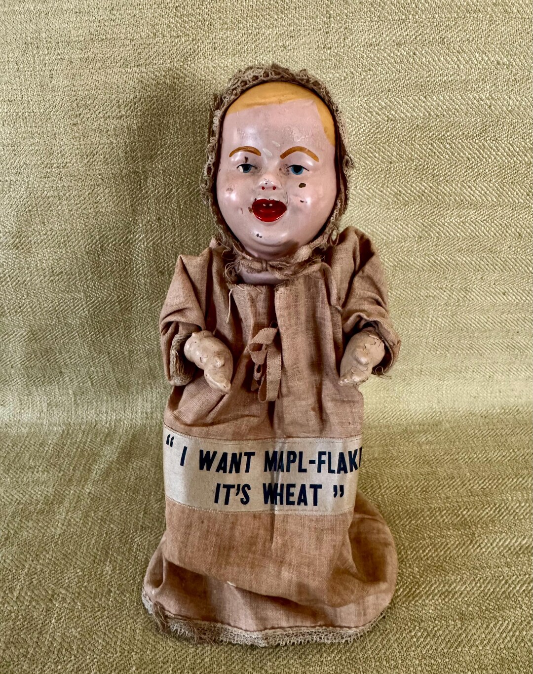 Rare 1916 Counter Display Squeak Doll for Mapl-flake Cereal…..creepy ...